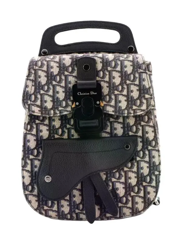 Dior Saddle Oblique Canvas Mini Backpack - Blue
