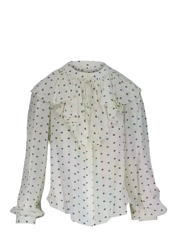 Veronica Beard Ruffled Print Blouse - Neutrals