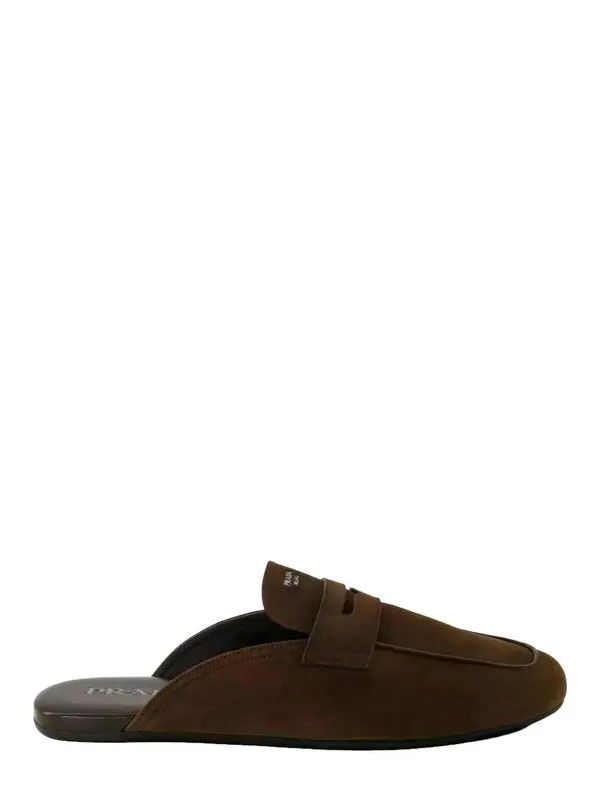 Prada Round-toe Suede Mules - Brown