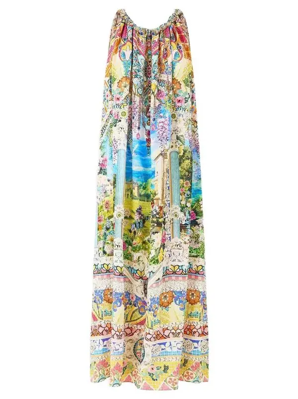 Camilla Navás Drawstrings Maxi Dress - Blue