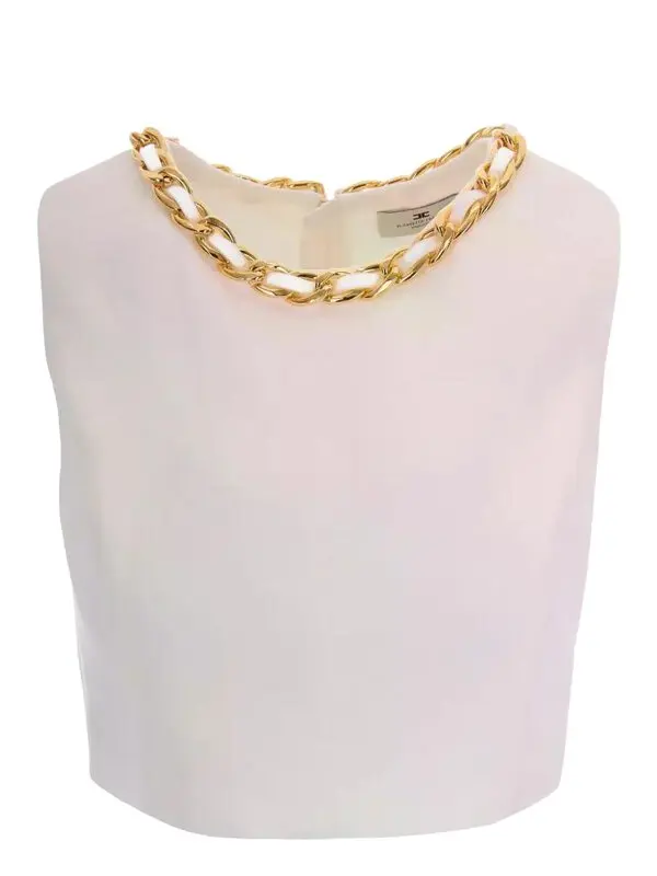 Elisabetta Franchi Cropped Sleeveless Chain Top - Neutrals