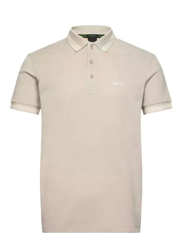 BOSS Striped Collar T-shirt - Neutrals