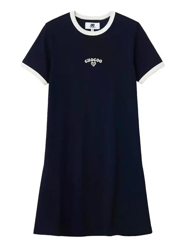 CHOCOOLATE Ringer Embroidery A-line Dress - Blue