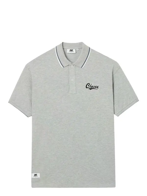 CHOCOOLATE Piped Embroidered Polo Shirt - Grey