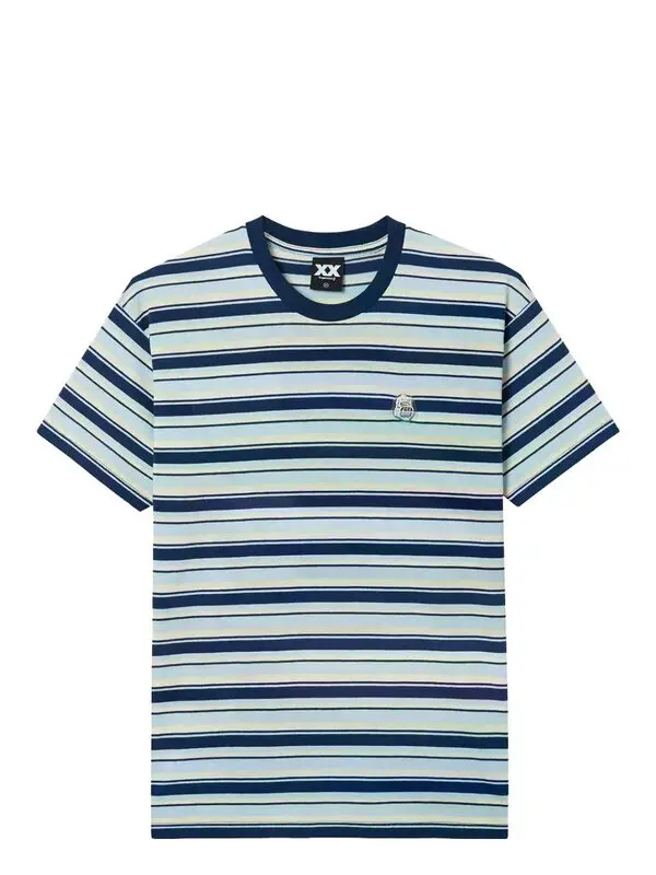 FINGERCROXX Striped T-shirt With Embroidered Detail - Blue