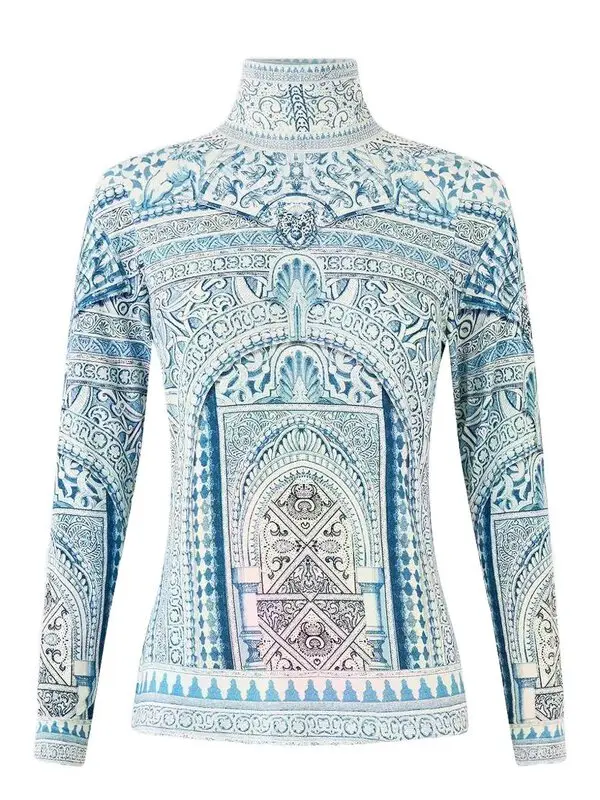 Camilla Patterned Turtleneck T-shirt - Blue