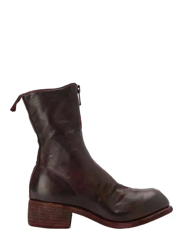 Guidi Zip Front Ankle Boots - Red
