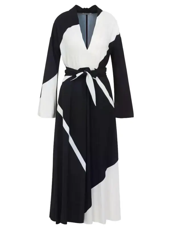Alberta Ferretti V-neck Long-sleeve Midi Dress - Black