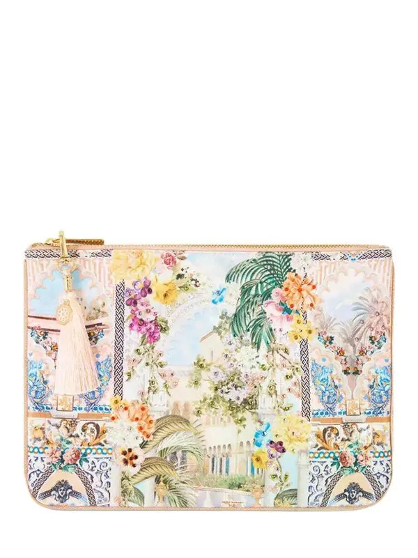 Camilla Small The Architects Of Alcázar Zip Clutch Bag - Neutrals