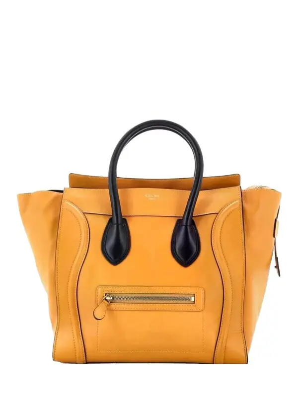 Celine Bicolor Leather Mini Satchel - Orange