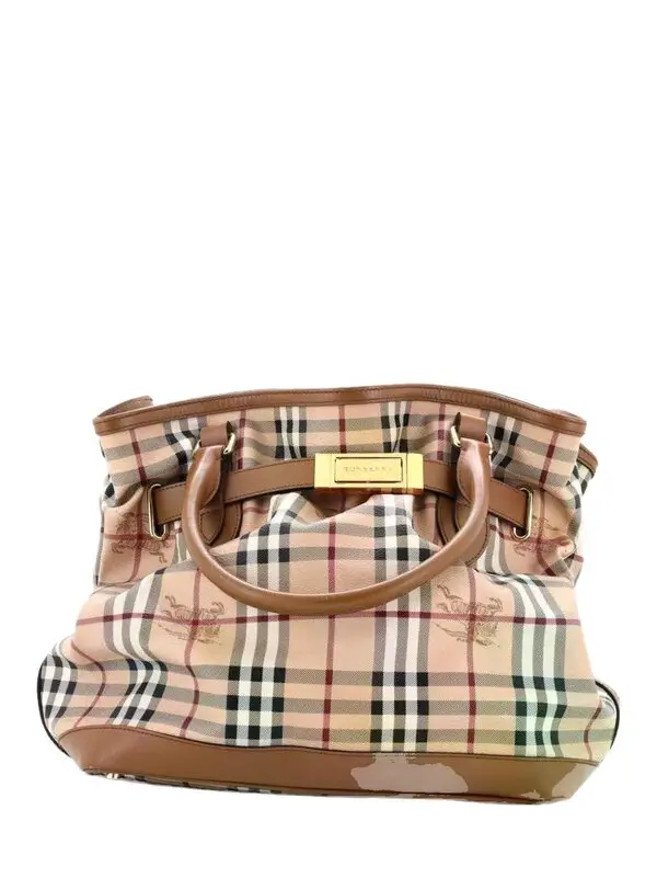 Burberry Haymarket Coated Canvas Medium Tote Bag - Brown