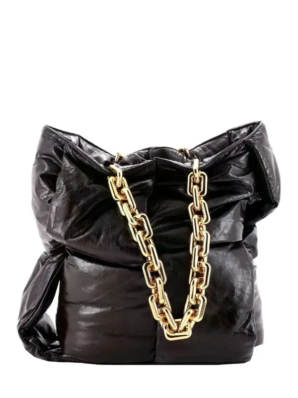 Bottega Veneta Puffy Chain Padded Maxi Intrecciato Leather Tote Bag - Brown