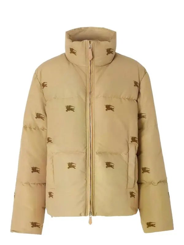Burberry Embroidered-logo Puffer Jacket - Neutrals