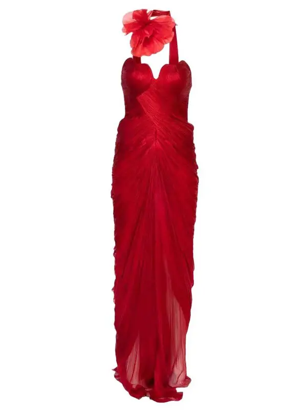 IRIS SERBAN Marisa Draped Maxi Dress - Red