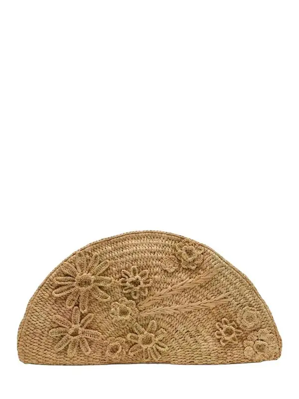 Vanessa Bruno Floral Raffia Clutch - Neutrals