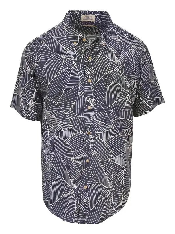 Faherty Brand Leaf-print Short-sleeved Shirt - Blue