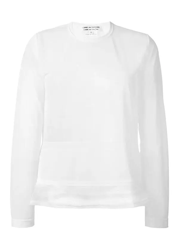Comme Des Garçons Semi Sheer Long Sleeve T-shirt With Trim - White