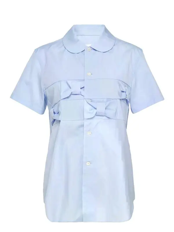 Comme Des Garçons Bow-detail Cotton Shirt - Blue