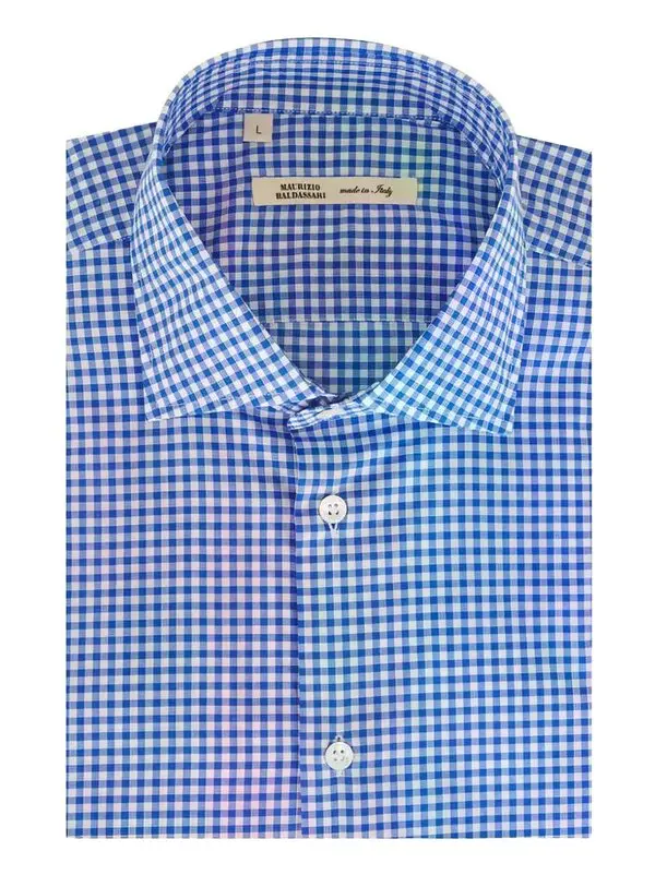 MAURIZIO BALDASSARI Check Cotton Shirt - Blue