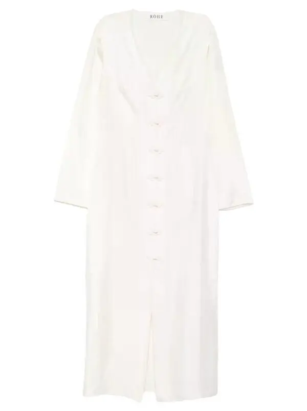 RÓHE Button V-neck Midi Dress - Neutrals