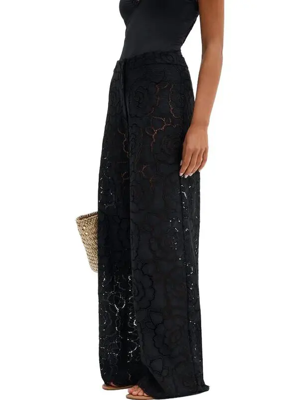MALINA Stacey Wide-leg Lace Trousers - Black