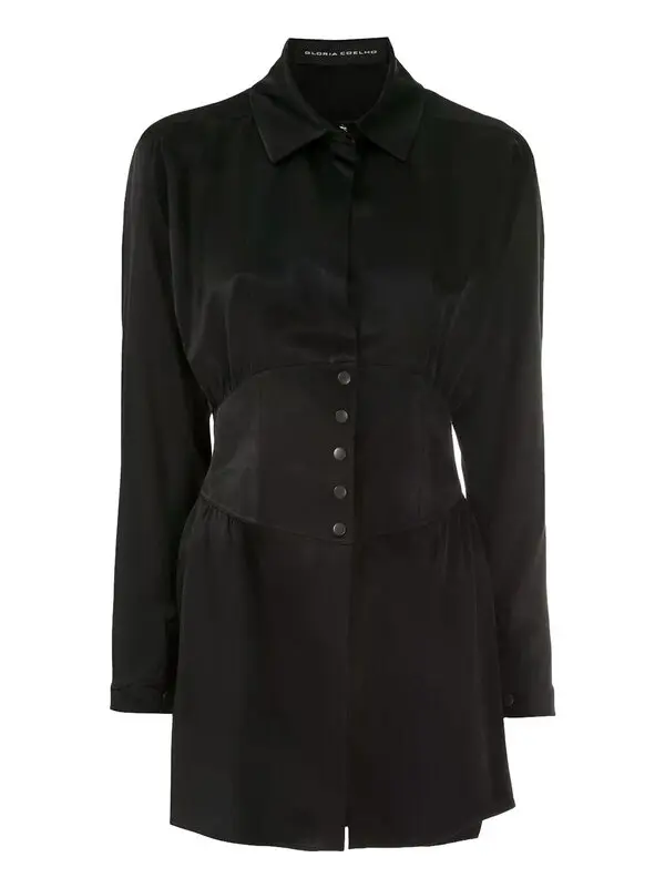 GLORIA COELHO Fitted Waist Shirt - Black
