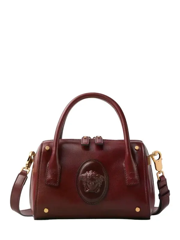 Versace Small Leather Boston Bag - Brown