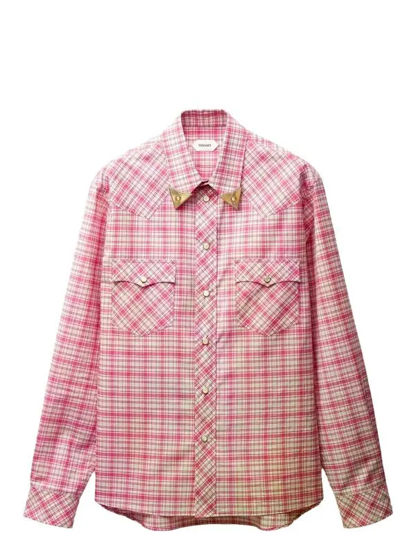 Versace Checked Cotton-poplin Slim Shirt - Red