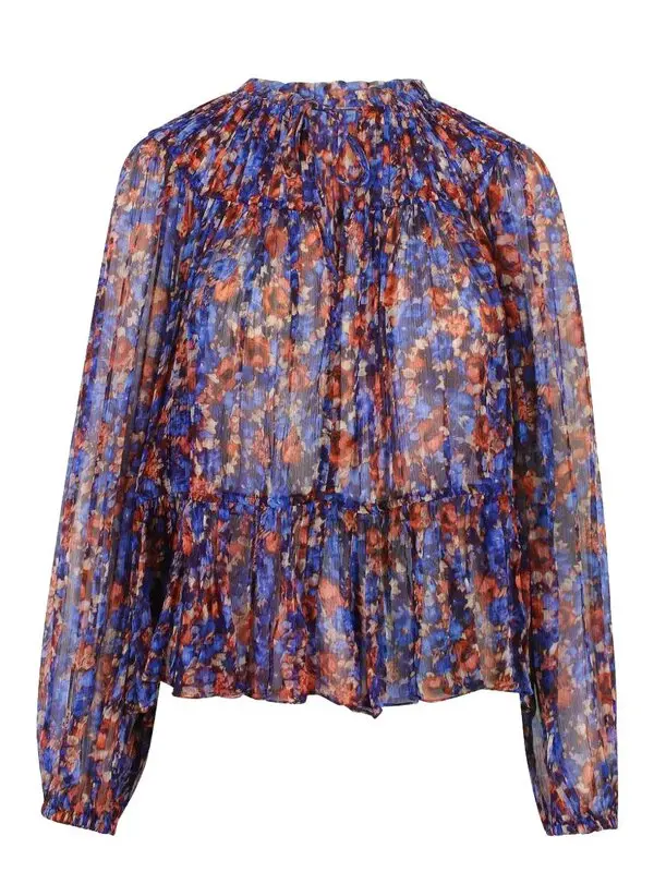Ulla Johnson Floral Ruffled Top - Blue
