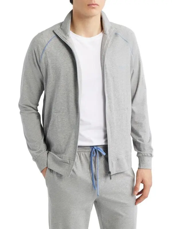 BOSS Mix Match Stretch Cotton Zip Jacket - Medium Grey