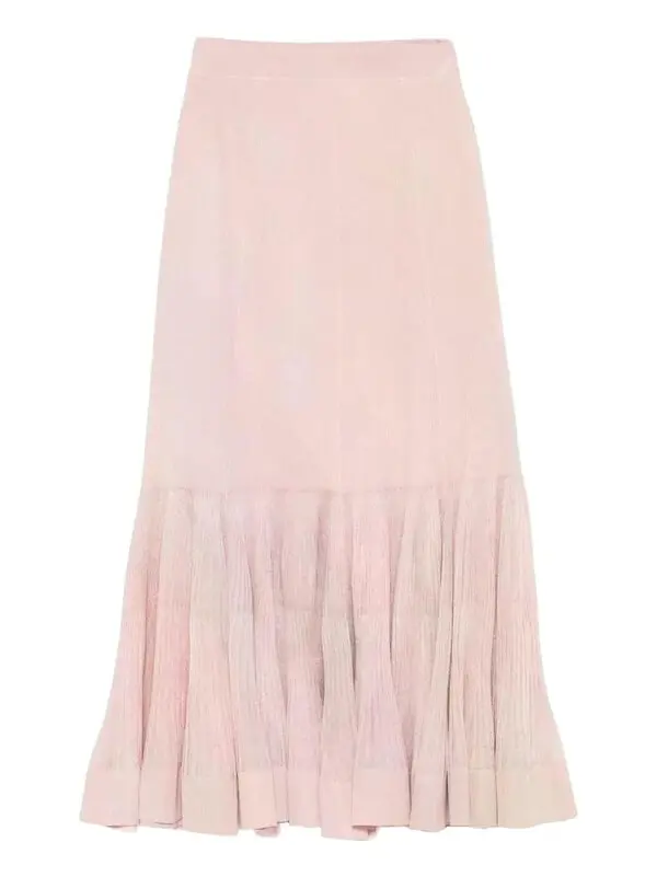 Zimmermann Luna Pleated Frill Midi Skirt - Pink