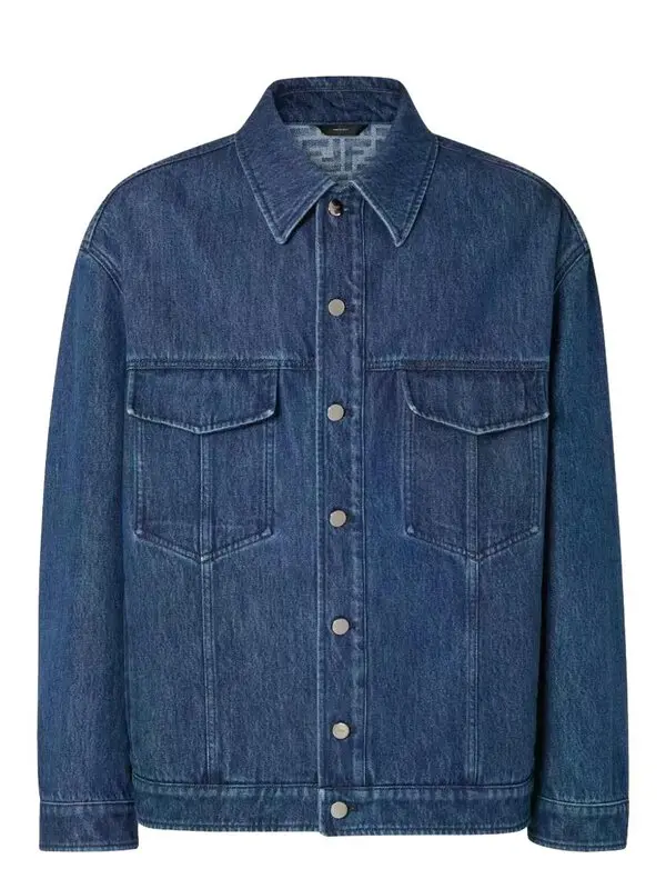 Fendi Logo-patch Denim Jacket - Blue