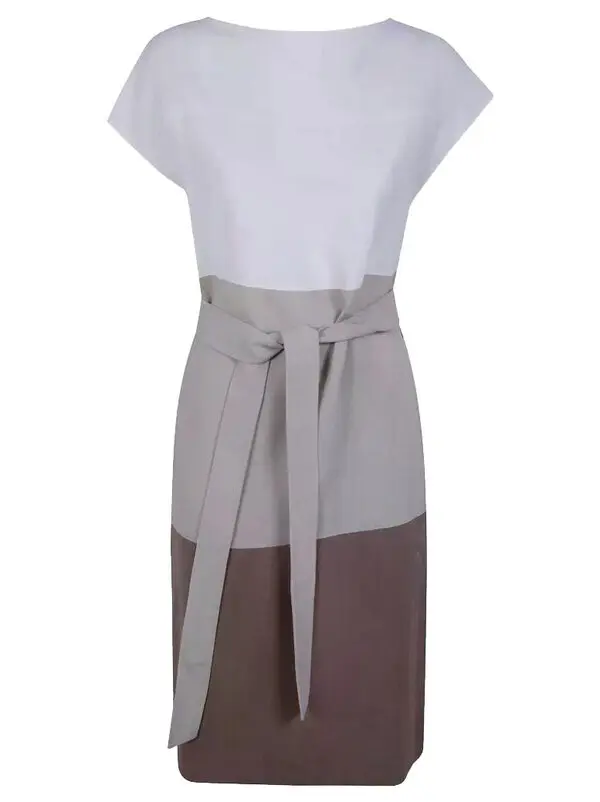 Antonelli Firenze Minerva Belted Colour-block Midi Dress - White