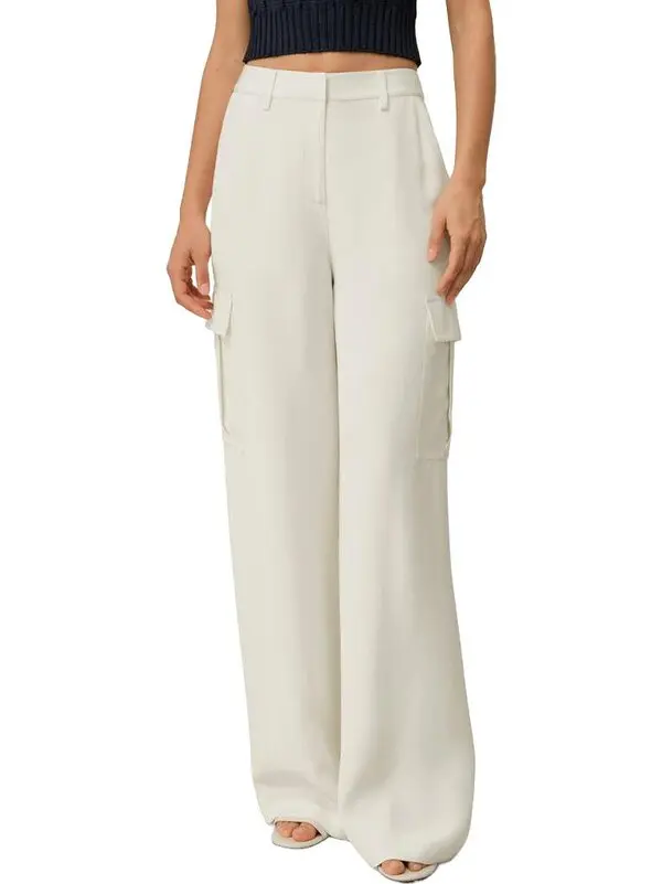 Lilysilk Silk Crêpe De Chine Cargo Pant - Natural White