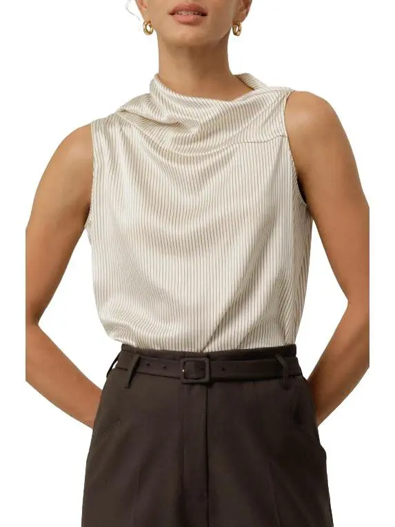 Lilysilk Asymmetric Sleeveless Silk Charmeuse Top - Drifted Mocha