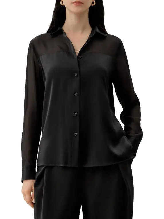 Lilysilk Silk Organza Button-down Shirt - Black