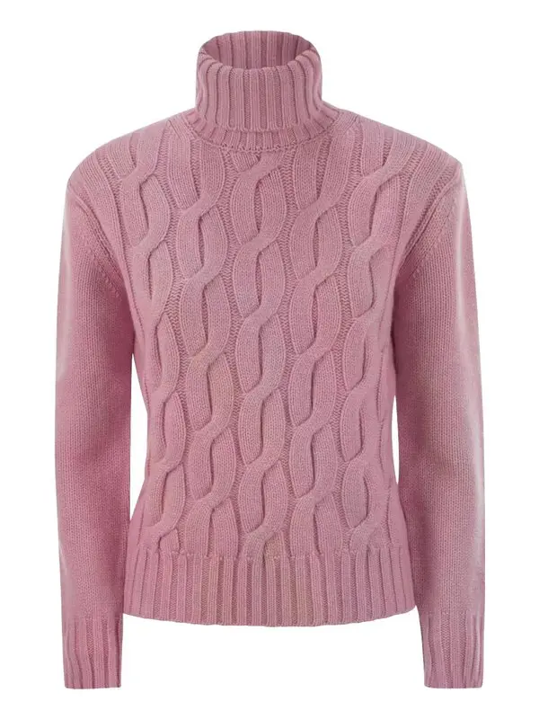 MC2 SAINT BARTH Giverny Braided Turtleneck Jumper - Pink
