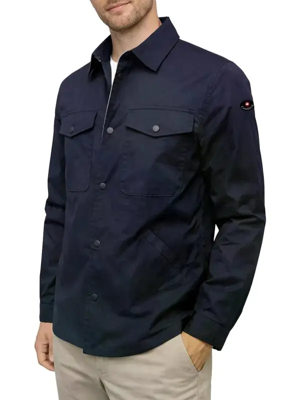 CANADIENS Patch-pockets Button-down Shirt Jacket - Blue