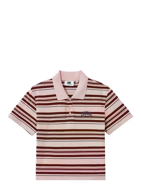 CHOCOOLATE Striped Button Polo Shirt - Pink