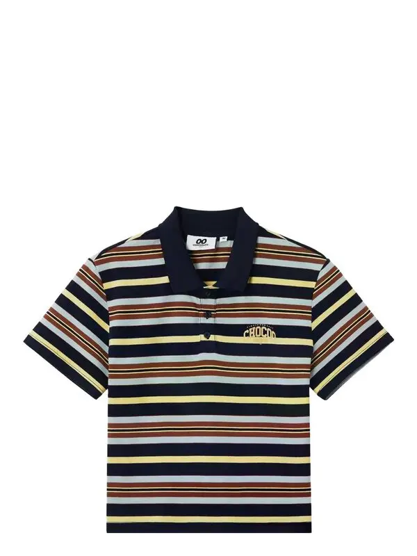 CHOCOOLATE Striped Polo Top - Blue