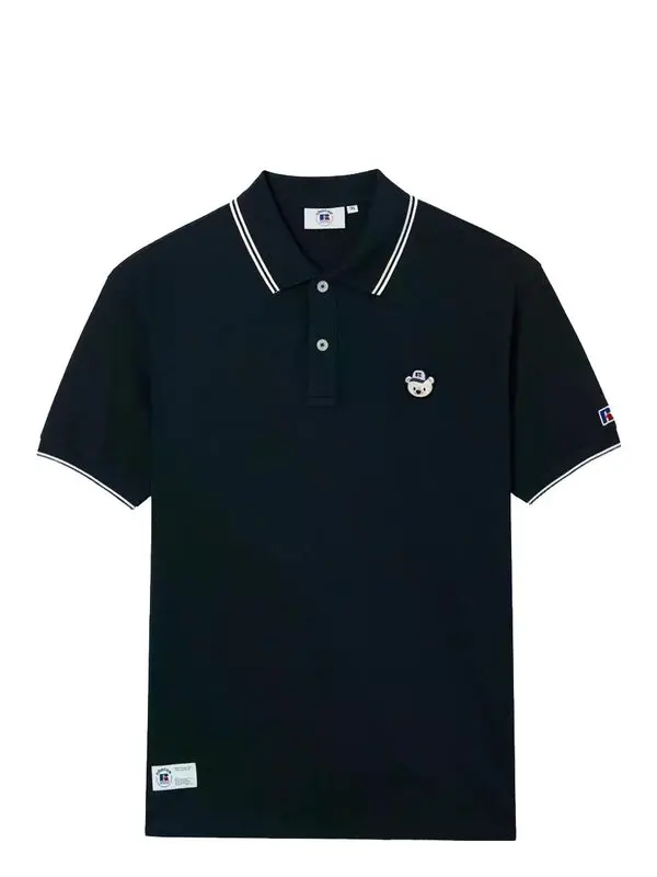 CHOCOOLATE Striped Embroidered Polo Shirt - Blue
