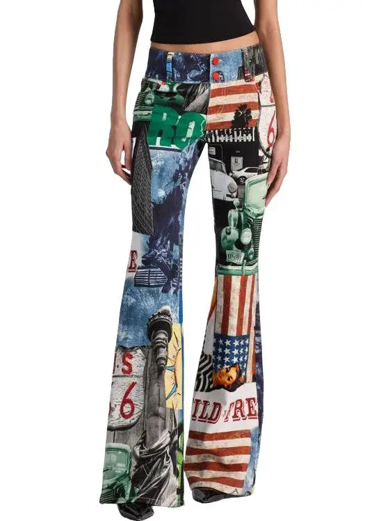 Alice + Olivia Kai Low Rise Flare Patchwork Jeans - Open Road