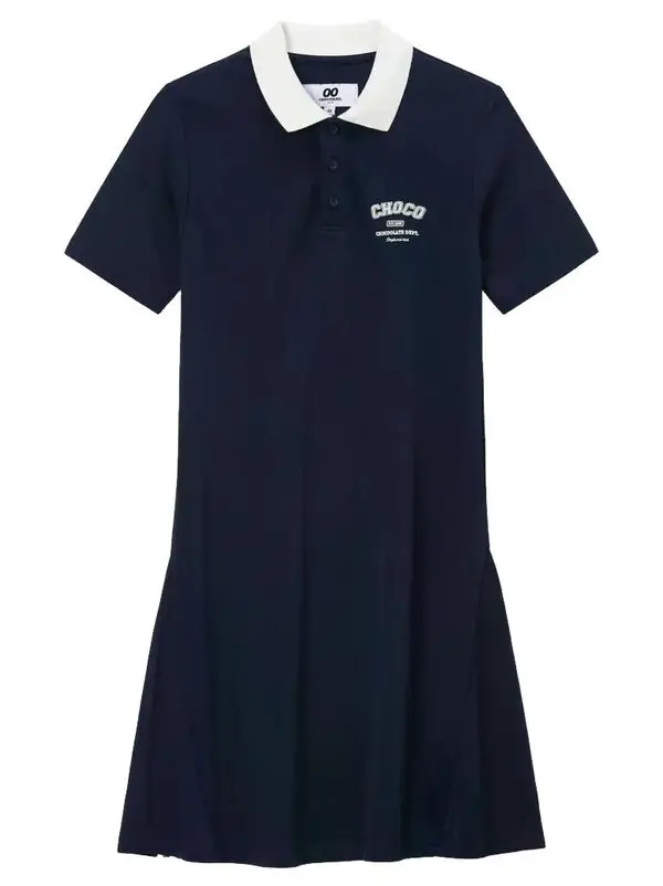 CHOCOOLATE A-line Mini Polo Dress - Blue