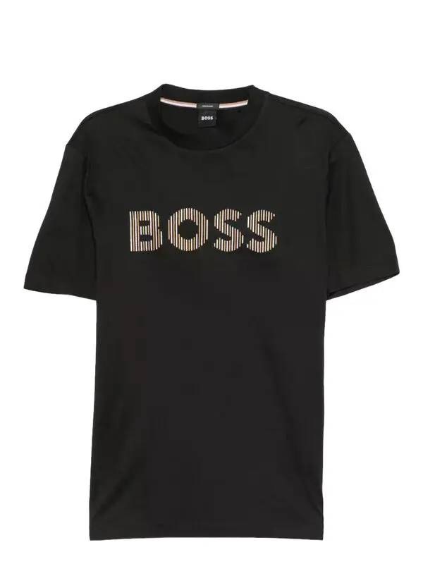 BOSS Logo-embroidered T-shirt - Black