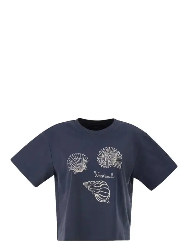 Max Mara Printed Crew-neck T-shirt - Blue