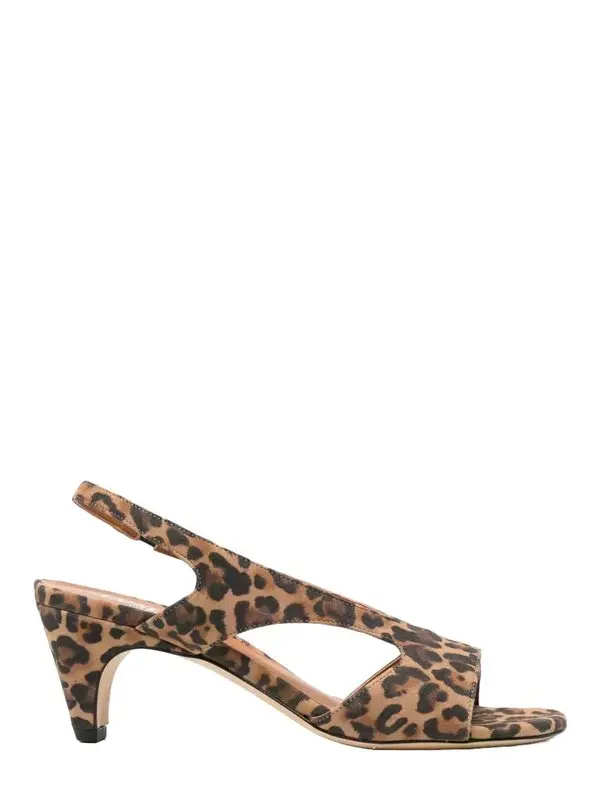 EVALUNA Animal-print Slingback Sandals - Brown