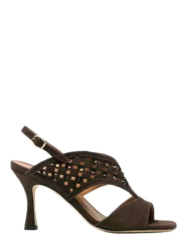 EVALUNA Heeled Suede Sandals - Brown