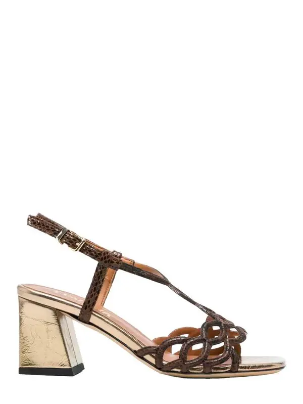 EVALUNA Block-heel Sandals - Brown