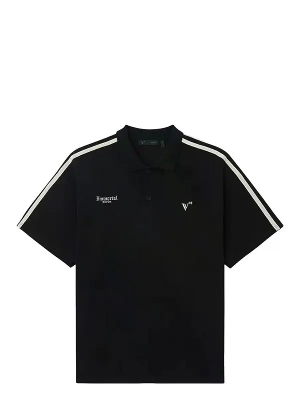 FIVE CM Stripe-detail Polo Shirt - Black