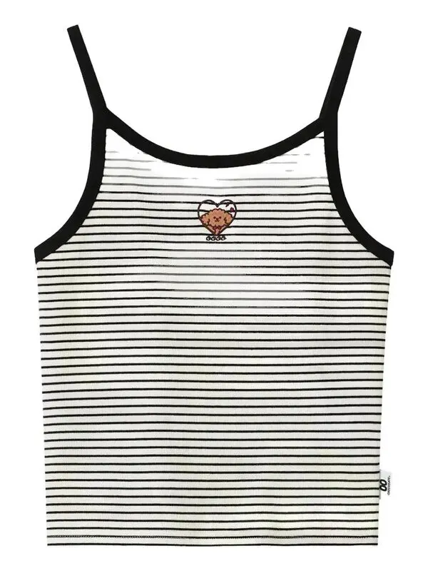 CHOCOOLATE Striped Embroidered Top - Neutrals